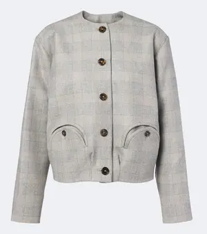 BLAZÉ MILANO Checked Wool, Silk, And Cashmere Jacket - Grey