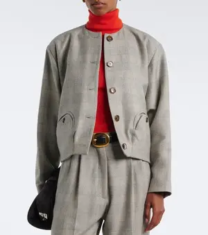 BLAZÉ MILANO Checked Wool, Silk, And Cashmere Jacket