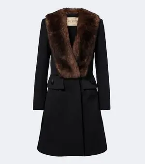 Valentino Garavani Virgin Wool Coat With Fur Trim