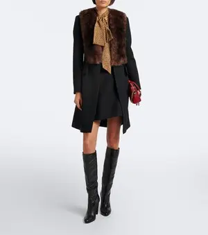 Valentino Garavani Virgin Wool Coat With Fur Trim