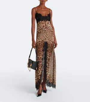 Dolce & Gabbana Lace-trimmed Silk-blend Chiffon Slip Dress