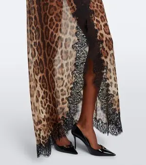 Dolce & Gabbana Lace-trimmed Silk-blend Chiffon Slip Dress
