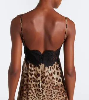 Dolce & Gabbana Lace-trimmed Silk-blend Chiffon Slip Dress