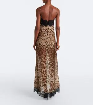Dolce & Gabbana Lace-trimmed Silk-blend Chiffon Slip Dress