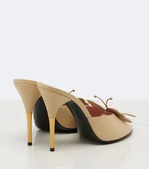 Valentino Garavani Flutterby Embellished Leather Mules - Beige