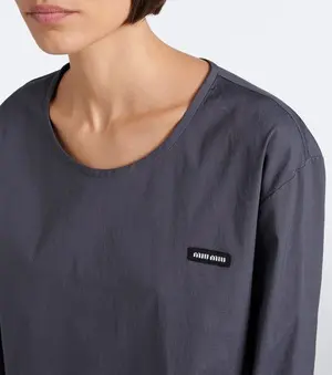 Miu Miu Cotton-blend Poplin T-shirt
