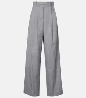 Givenchy Checked Wool Wide-leg Pants - Grey
