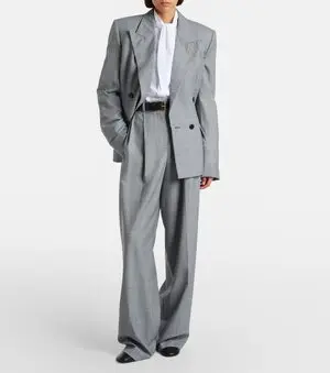 Givenchy Checked Wool Wide-leg Pants