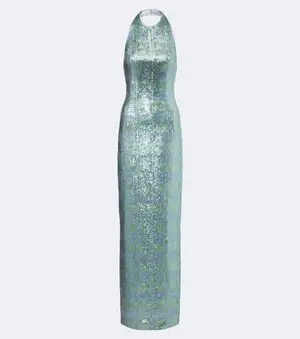 MARKARIAN Nerine Gingham Sequined Gown - Blue