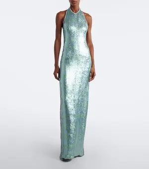 MARKARIAN Nerine Gingham Sequined Gown