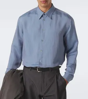 Giorgio Armani Chevron Silk Jacquard Shirt