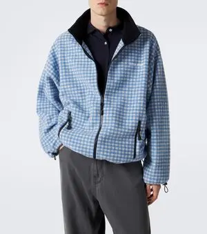 Miu Miu Gingham Fleece Zip-up Jacket