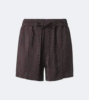 Saint Laurent Cassandre Printed Silk Shorts - Black
