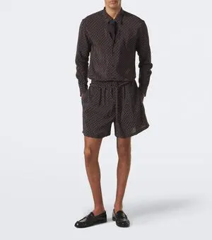 Saint Laurent Cassandre Printed Silk Shorts