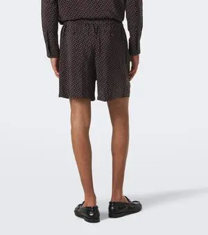 Saint Laurent Cassandre Printed Silk Shorts