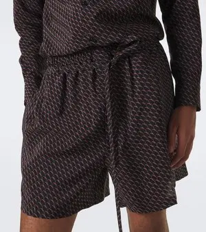 Saint Laurent Cassandre Printed Silk Shorts