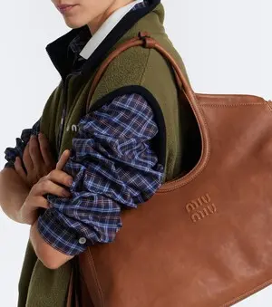 Miu Miu Ivy Leather Tote Bag - Brown