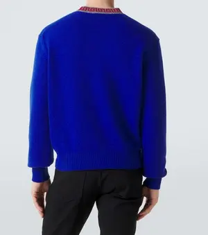 Versace Greca Border Wool And Cashmere Crewneck Sweater