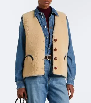 BLAZÉ MILANO Shearling Vest With Leather Trim