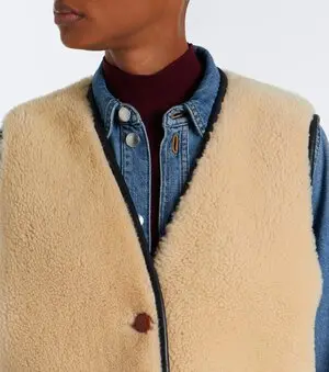BLAZÉ MILANO Shearling Vest With Leather Trim