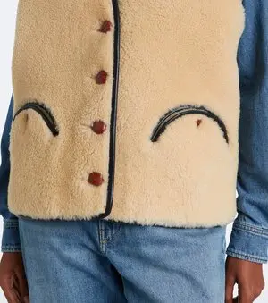 BLAZÉ MILANO Shearling Vest With Leather Trim