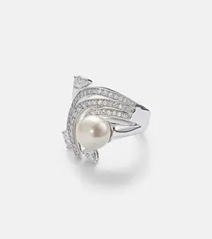 Yeprem 18kt White Gold Diamond And Pearl Ring