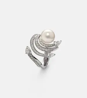 Yeprem 18kt White Gold Diamond And Pearl Ring
