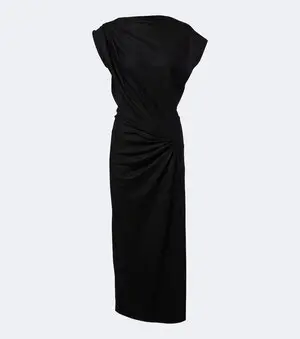 MARANT ETOILE Draped Jersey Midi Dress - Black