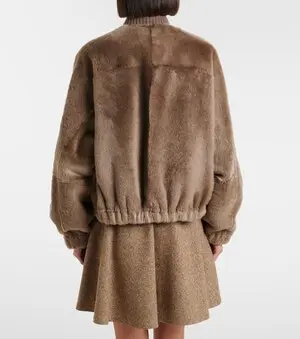 Brunello Cucinelli Shearling Bomber Jacket With Cashmere Trim