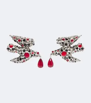 Saint Laurent Dove Embellished Clip-on Earrings