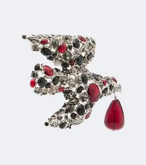Saint Laurent Dove Embellished Clip-on Earrings