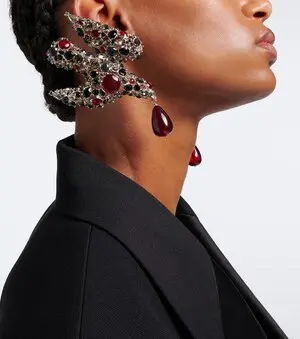 Saint Laurent Dove Embellished Clip-on Earrings