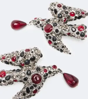 Saint Laurent Dove Embellished Clip-on Earrings