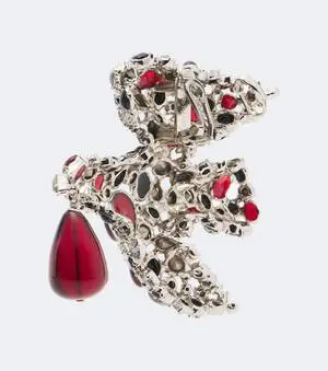 Saint Laurent Dove Embellished Clip-on Earrings