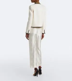 Valentino Garavani Polka-dot Silk Jacquard Slim Pants