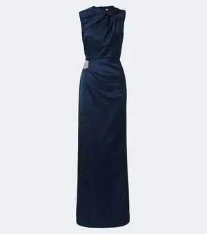 Erdem Embellished Satin Gown - Blue