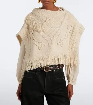 MARANT ETOILE Kacie Cable-knit Wool-blend Poncho