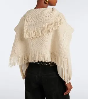 MARANT ETOILE Kacie Cable-knit Wool-blend Poncho