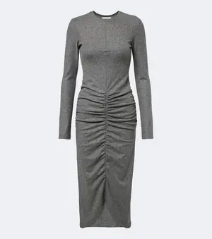 MARANT ETOILE Dyling Ruched Midi Dress - Grey