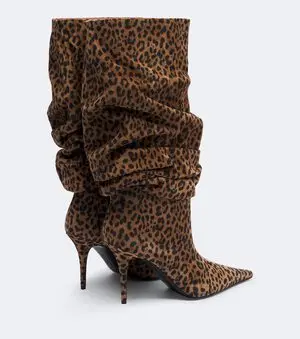 Amina Muaddi Anok Leopard-print Suede Knee-high Boots
