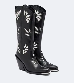 Rabanne Leather Cowboy Boots - Black
