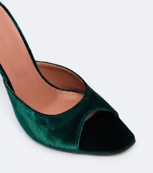 Amina Muaddi Alexa Velvet Mules - Green
