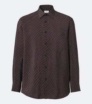 Saint Laurent Cassandre Printed Silk Shirt - Black