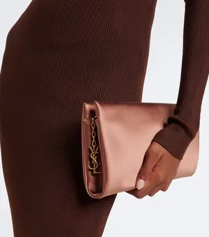 Saint Laurent Evening Clutch With Zipper Closure - Brown