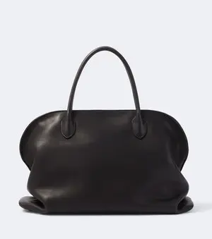 THE ROW Agnes 16 Leather Tote Bag - Black
