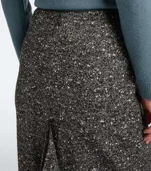 Valentino Garavani Chevron Wool-blend Bouclé Pencil Skirt