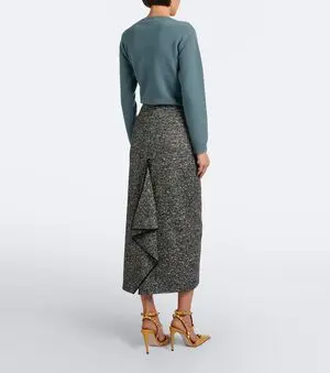 Valentino Garavani Chevron Wool-blend Bouclé Pencil Skirt
