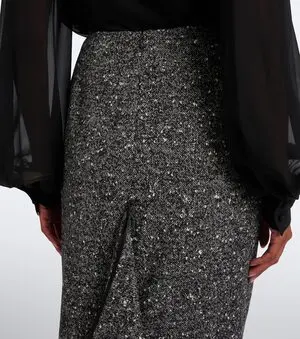 Valentino Garavani Chevron Wool-blend Bouclé Pencil Skirt - Black
