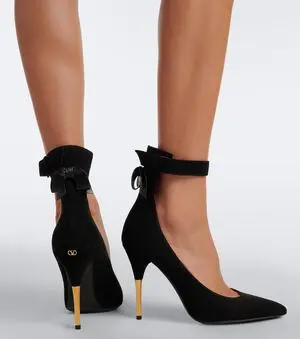 Valentino Garavani Fatale Suede Pumps With Ankle Strap