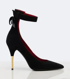 Valentino Garavani Fatale Suede Pumps With Ankle Strap